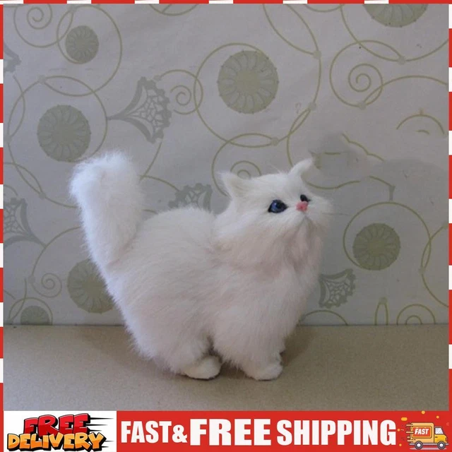 PLUSH ARTIFICIAL CAT Portable Fake Cat Craft Decor for Home Garden ...