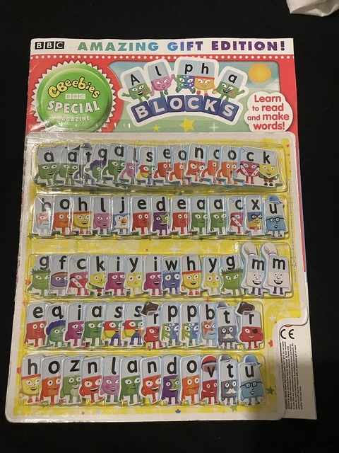 CBEEBIES ALPHABLOCKS MAGAZINE with Letter Tiles to support Phonics. NEW ...