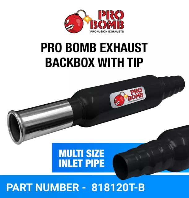 UNIVERSAL EXHAUST REAR Back Box Silencer Round Tail Pipe Pro Bomb In ...