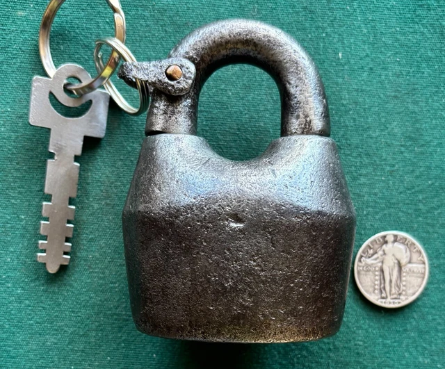 ANTIQUE SCANDINAVIAN CAST Iron PRISON Padlock + Operable Key – ET Fraim ...