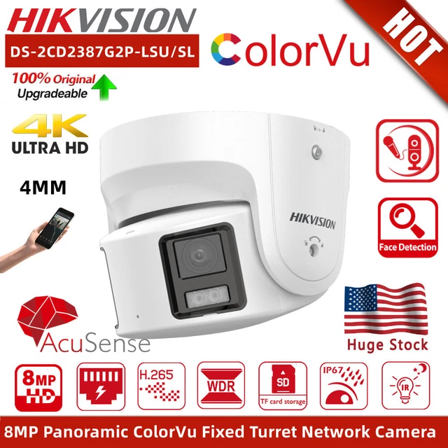 8MP HIKVISION PANORAMIC ColorVu DS-2CD2T87G2P-LSU/SL 4mm Dual Lens IP Camera MIC $329.89 ...