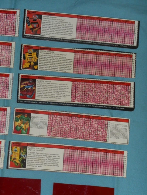 ORIGINAL G1 TRANSFORMERS TECH SPECS + RED DECODER STRIPS LOT Metroplex ...