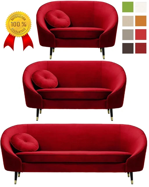 % ROT SAMT Set 3-2-1 Couchgarnitur Sessel 3 Sitzer Sexy Sofa ...