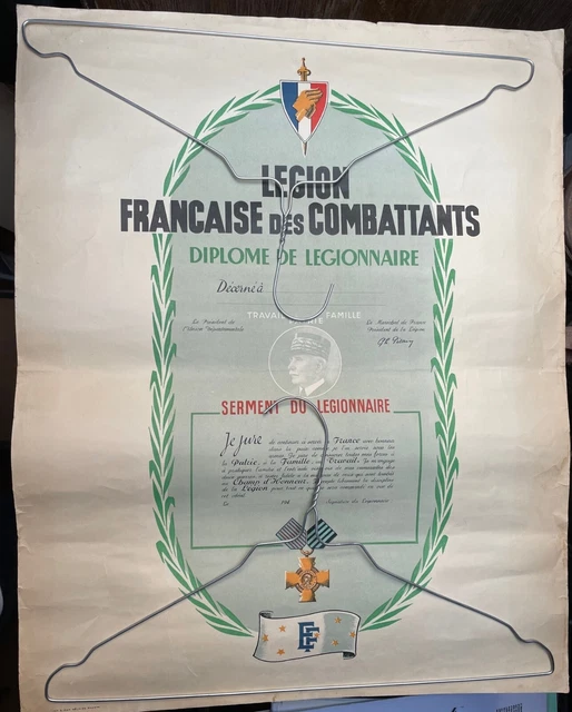 LÉGION FRANÇAISE DES Combattants - Diplôme de légionnaire LVF Elite EUR ...