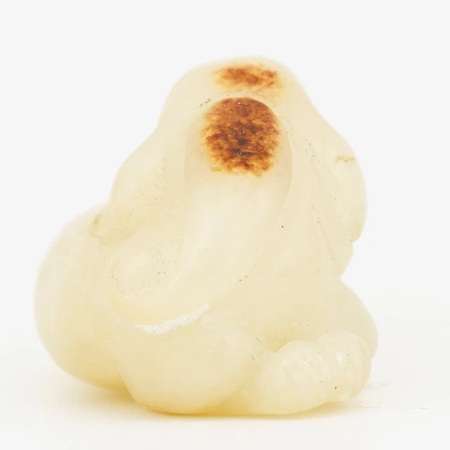 CHINESE JADE RUSSET Pale White Carved Foo Lion Dog Figurine Qing ...