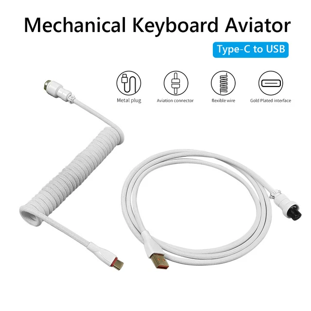 AVIATION CONNECTOR WOVEN Type-C to USB Mechanical Keyboard Aviator ...