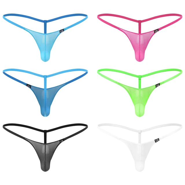 MENS G-STRING OPEN Butt T-Back Transparent Thong Mesh Underwear ...