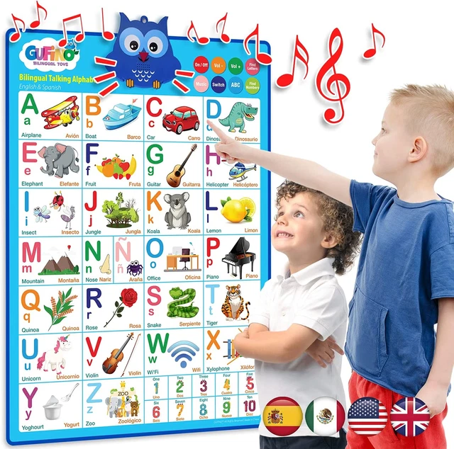 BILINGUAL TALKING ALPHABET Poster For Toddlers English Spanish ABC bilingual-talking-alphabet-poster-for-toddlers-english-spanish-abc