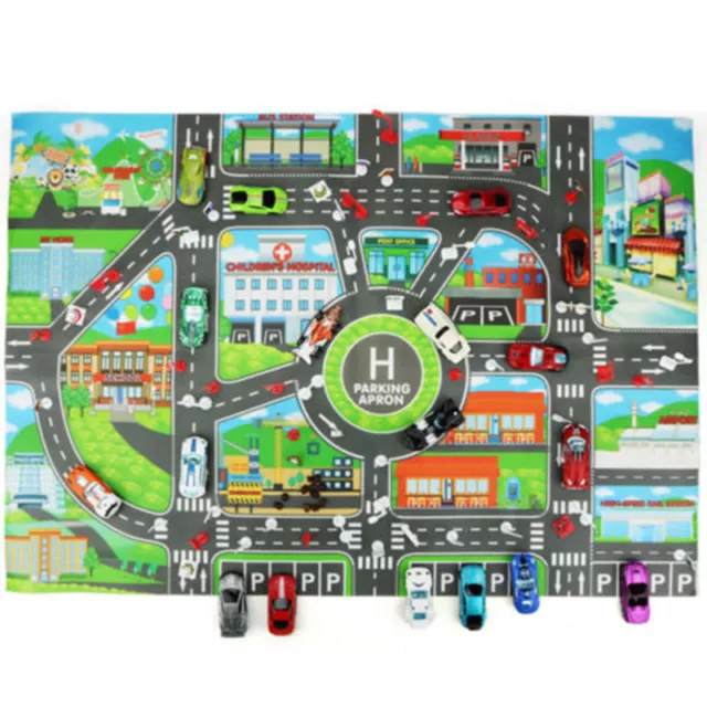 KIDS MAP EDUCATIONAL Toys Toy Car Map children Play Mat Road Buildings ...