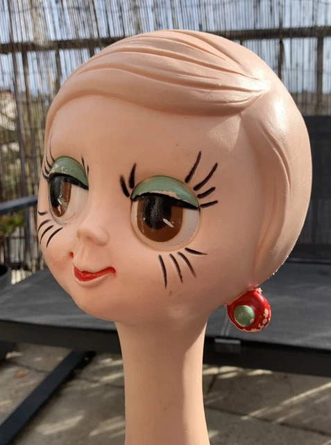 TWIGGY ANCIENNE TÊTE A chapeau RARE Version Marotte Design 70’s Space ...