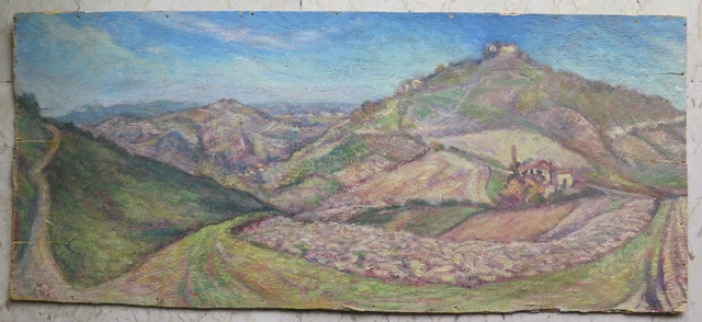 PAYSAGE DELL'APPENNINO BOLOGNAISE tableau Ancienne Huile Getano ...