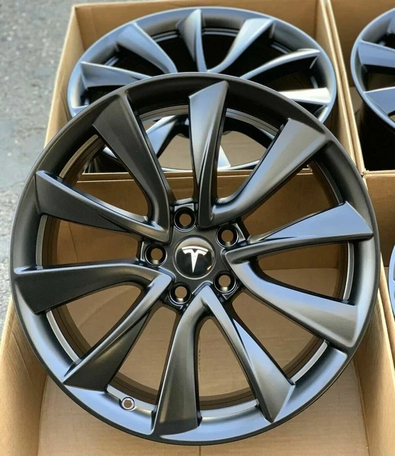 19& TESLA MODEL 3 Factory Wheels Rims Satin Black OEM Set of 4 EUR 2. ...