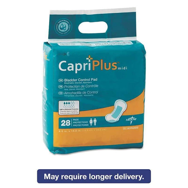 PADS DE CONTRÔLE de la vessie Medline Capri Plus, Extra Plus, 6 1/2" x ...