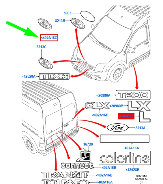 NEW FORD TRANSIT Connect Mk1 Front Name Plate Emblem Badge 3973772 ...