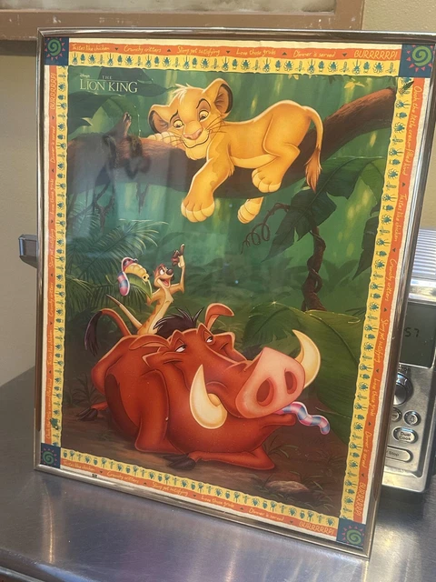 VTG 90'S DISNEY Lion King Simba Timon Pumbaa Bugs 16x20 Poster in Frame ...