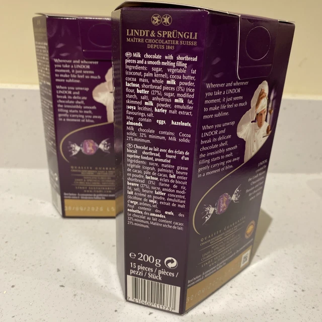 2 X LINDT Lindor Shortbread Milk Chocolate Truffles Box 200g each £17. ...