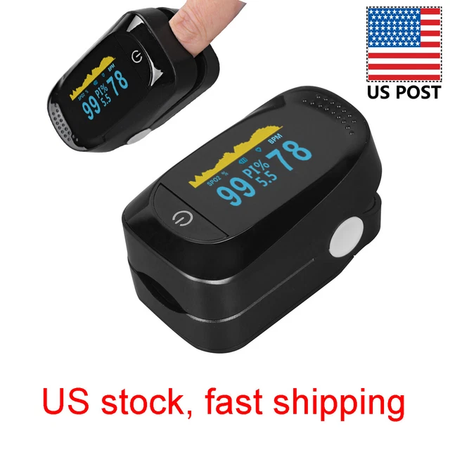 PULSE OXIMETER FINGERTIP Blood Oxygen SpO2 Monitor PR PI heart rate w ...