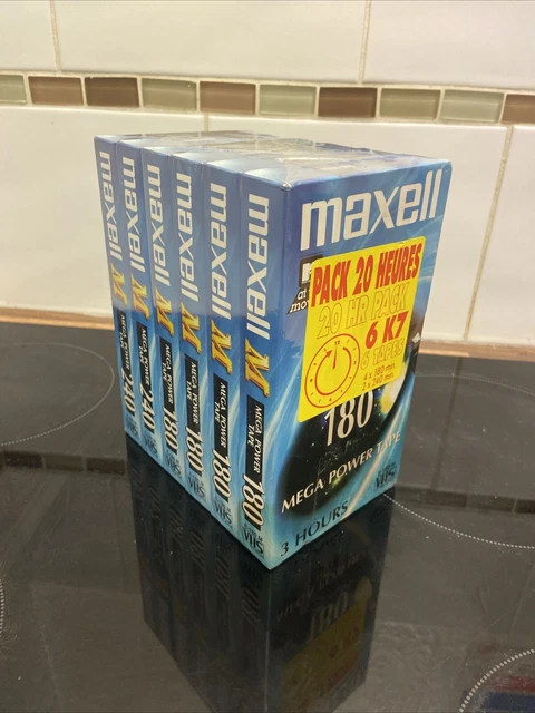MAXELL VHS TAPES x6 Mega Power Tape Blank Tape Video 20 hours, 4x 180 ...