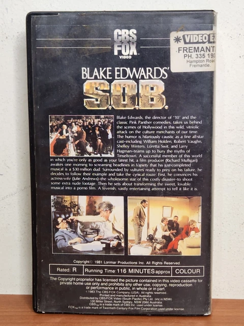 S.O.B. [VHS] CBS Fox Video 1981 Ex-Rental Tape Blake Edwards SOB R ...