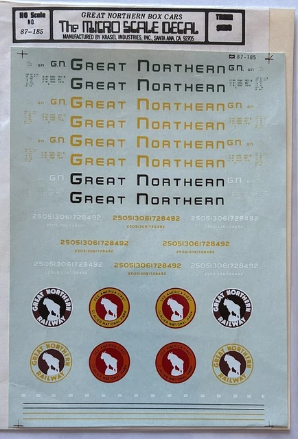 MICROSCALE HO DECAL-GREAT Northern/Gn Box Cars - #87-185 $6.50 - PicClick