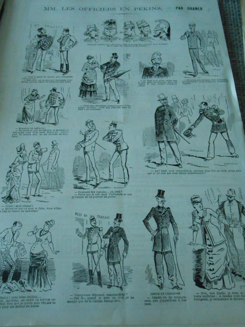 CARICATURE 1883 - Pèle Mèle de dessins Les officiers en Pékins EUR 2,50 - PicClick FR