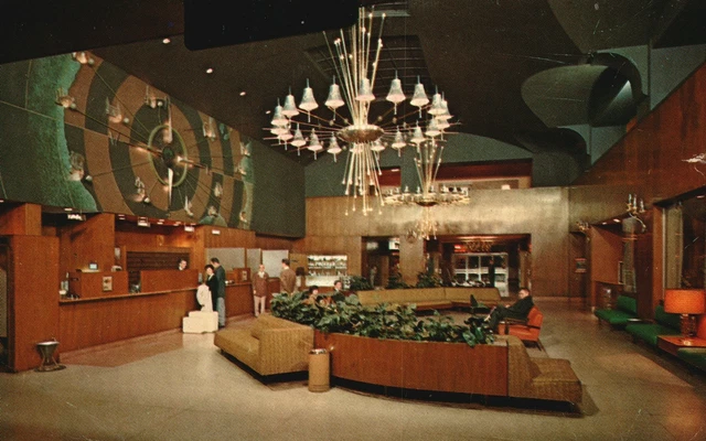 VINTAGE POSTCARD COSMOPOLITAN Western Hotel Lighted World Map Denver ...