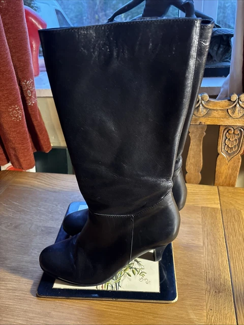 DUO MID CALF Boots Eu 37 Uk 4 Black Leather Wide leg £34.99 - PicClick UK