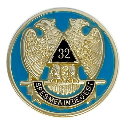 32ND DEGREE SCOTTISH Rite Round Masonic Auto Emblem 2 3/4'' Diameter £ ...