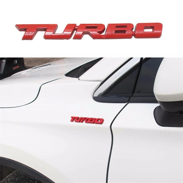 AUTO 3D RED TURBO Logo Car Styling Sticker Metal Emblem Badge Decals ...