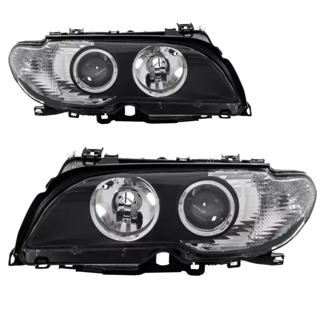 SCHEINWERFER SET FÜR BMW E46 Bj 03-06 Facelift Coupè Cabrio schwarz H7 ...