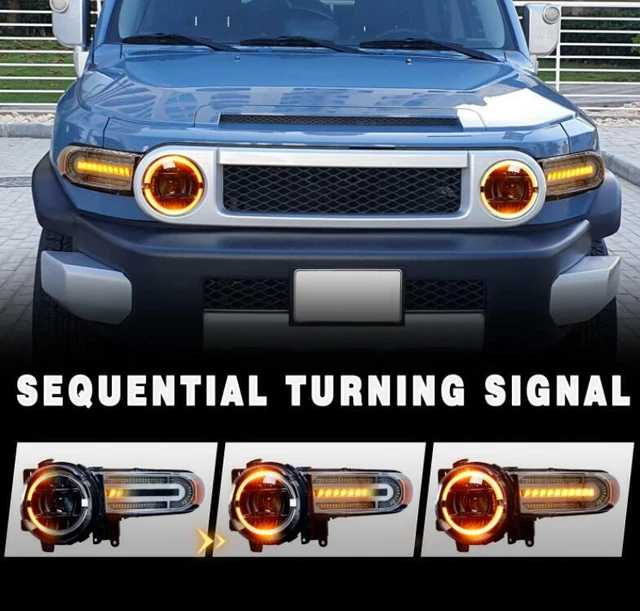 FULL LED HEADLIGHTS for 2007-2021 Toyota FJ Cruiser DRL Sequential Turn ...
