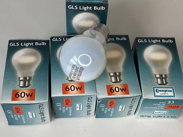60W BC PEARL GLS Lamp Standard Bayonet Cap CROMPTON old style LIGHT ...