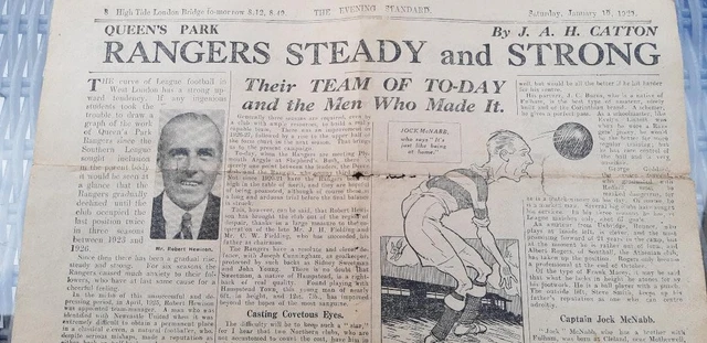 QUEENS PARK RANGERS football Evening Standard newspaper cutting 19th ...