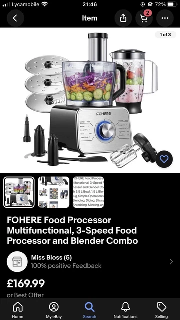 FOHERE FOOD PROCESSOR Multifunctional, 3-Speed Food Processor and ... FOHERE FOOD PROCESSOR Multifunctional, 3-Speed Food Processor and ...