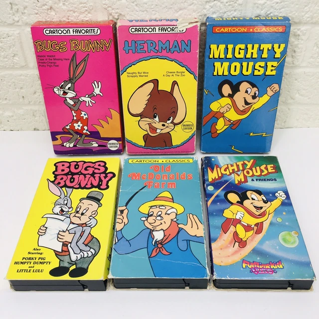 LOT DE 6 !! Cartoon Classics VHS Bugs Bunny•Mighty Mouse•Herman ...