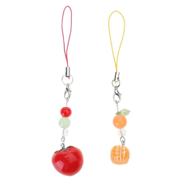 TRENDY MOBILE PHONE Hanging Chain Tomato and Orange Charm Keychain ...
