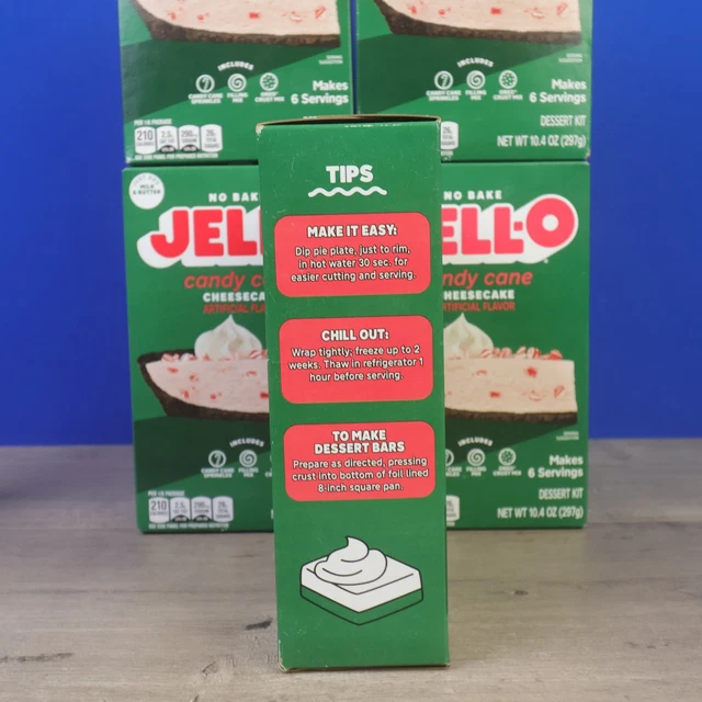 JELL-O NO BAKE Candy Cane Cheesecake Jello Dessert Kits (6) Boxes~EXP ...