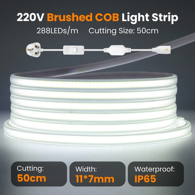 NEON COB LED Strip Lights 220V Flexible Tape Light Home Outdoor ...