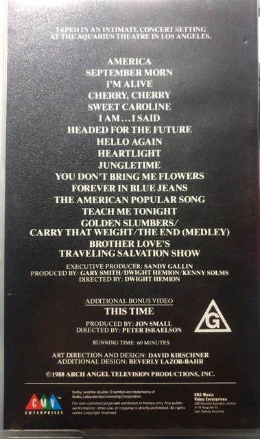 NEIL DIAMOND - Greatest Hits Live - VHS Video Tape $29.95 - PicClick AU