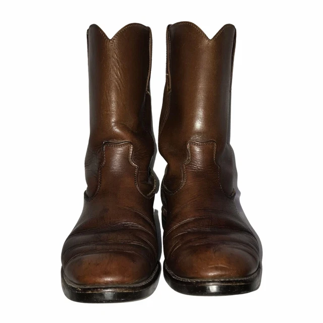 JUSTIN SHORTIE OIL Proof Mens Western Boots 8.5D Brown Leather ...