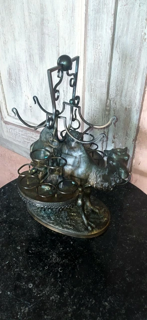 CAVE À LIQUEUR serviteur en régule patine bronze Chameau animalier ...
