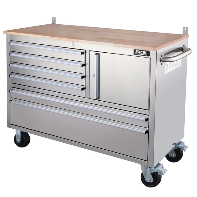 EXCEL STAINLESS STEEL 6 Drawer Roller Tool Cabinet Workbench Tool Chest ...