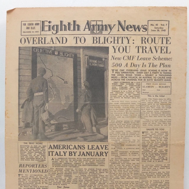 WW2 1945 BRITISH Eighth 8Th Army News Newspaper June 30 Italy Japan Far ...