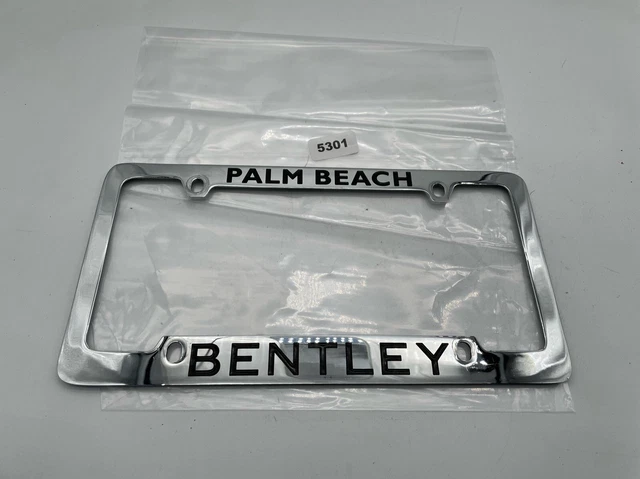 BENTLEY PALM BEACH FL Dealership License Plate Frame Bracket Chrome OEM ...