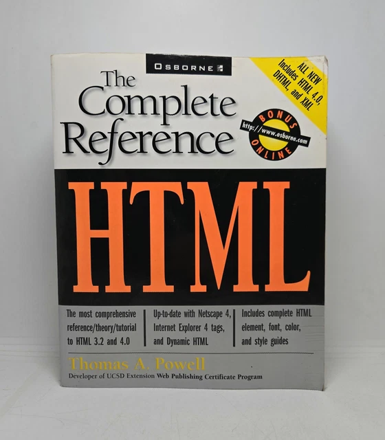 THE COMPLETE REFERENCE HTML by Thomas A. Powell $23.41 - PicClick