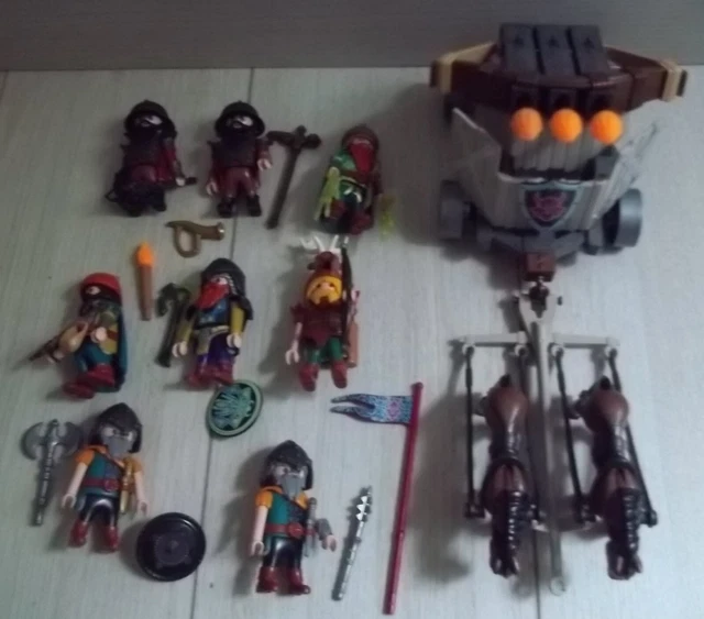 PLAYMOBIL KNIGHTS LOT guerriers nain 6004 char de combat baliste 9341 ...