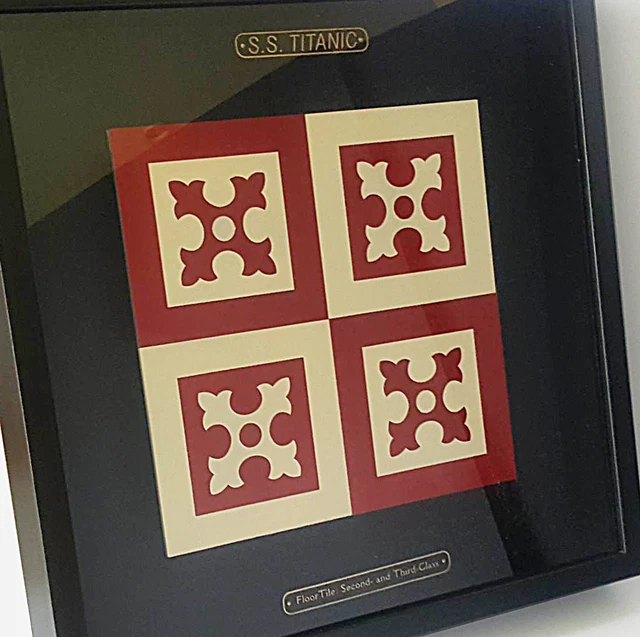WHITE STAR LINE Titanic Reproduction Floor Tile: Bordered Fleur-de-Lys ...