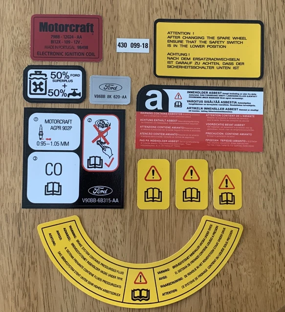 FORD SIERRA SAPPHIRE RS Cosworth 2wd Engine Bay Decals 88 - 90 Later £ ...