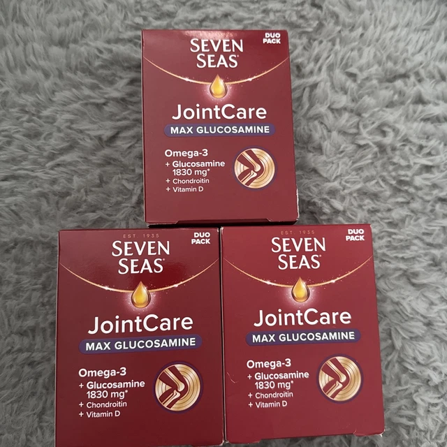 SEVEN SEAS JOINTCARE MAX GLUCOSAMINE with Omega-3 - 30-Day Duo Pack x3 ...