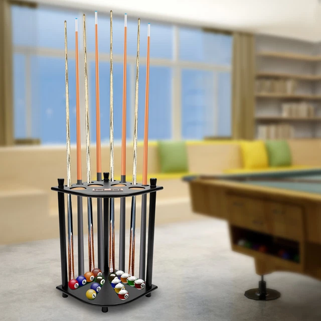 POOL STICK HOLDER Solid Wood Floor Stand Cue Stick Holder Billiard 8 ...